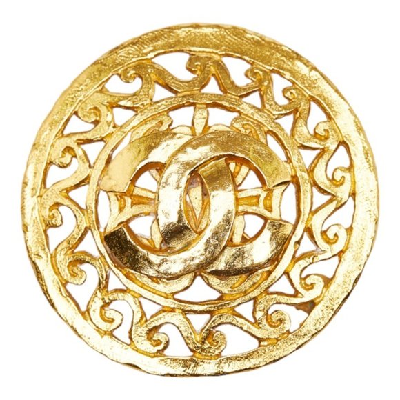 CHANEL | Jewelry | Chanel Coco Mark Circle Brooch Gold Plated Ladies ...